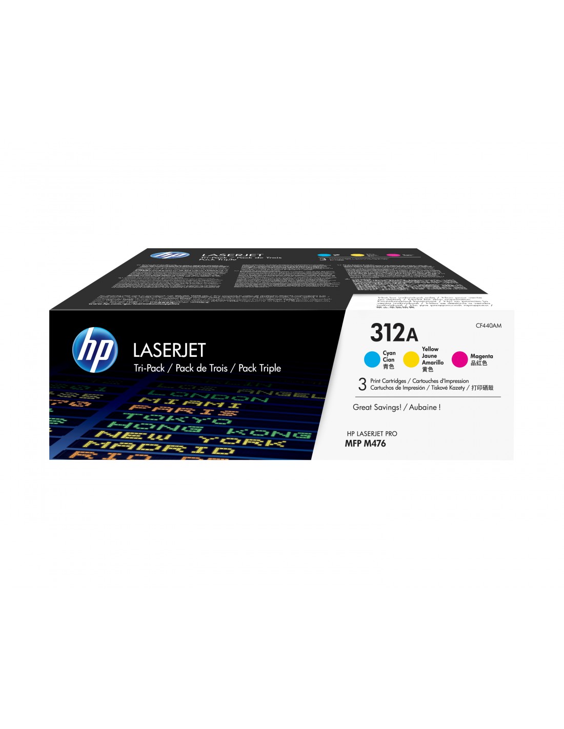 Original HP 312A 2.7k Toner Cartridge Multipack CYM - CF440AM